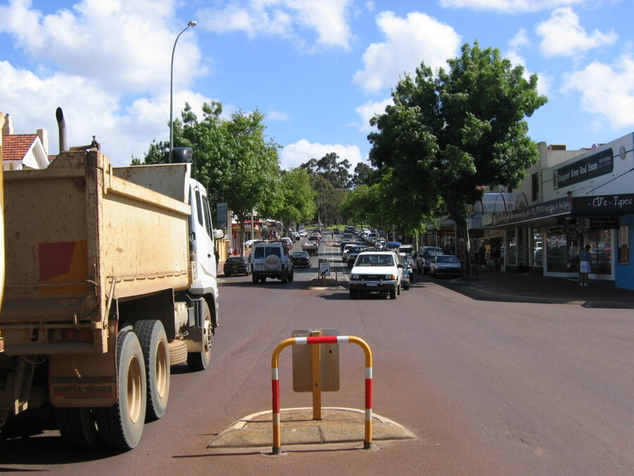 The centre of Margaret River town in Western Australia