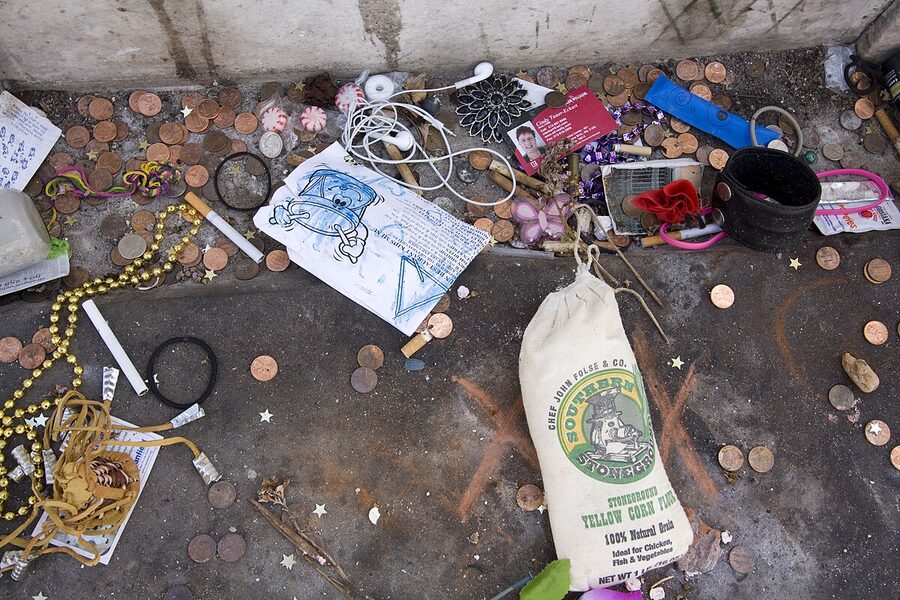 Marie Laveau tomb with offerings in St Louis Cemetery No 1 New Orleans