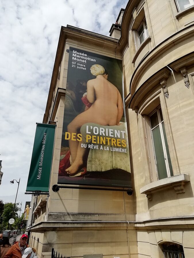 Musee Marmottan Monet entrance facade with exhibition banner Paris