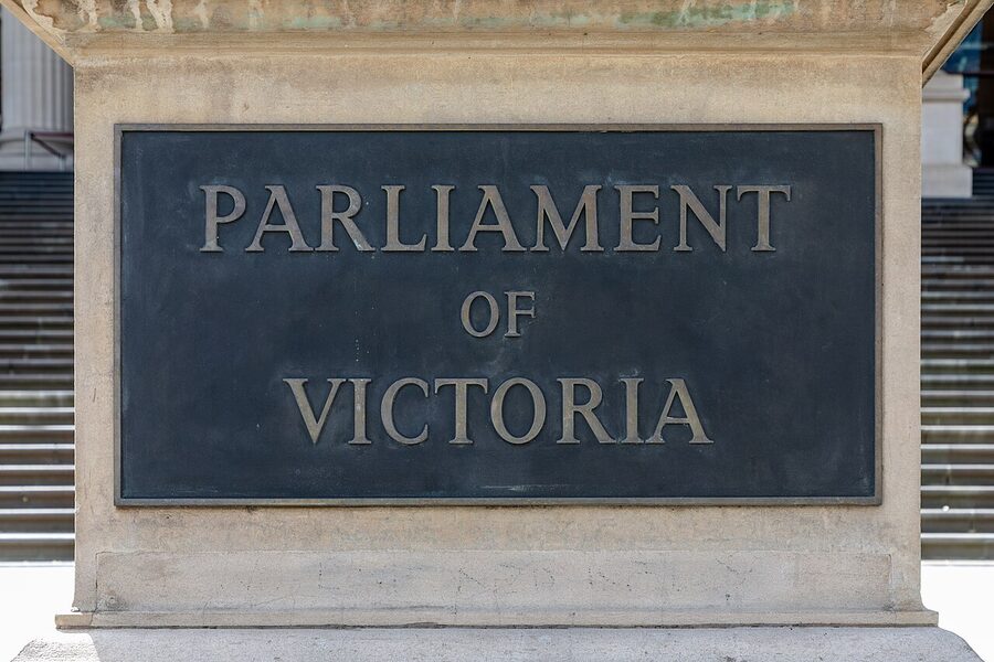 Parliament House Melbourne facade with columns