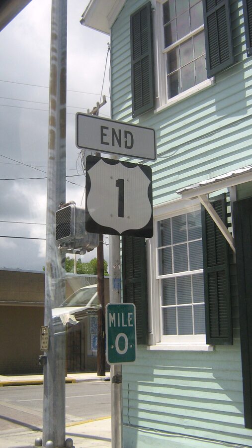 The Mile Zero sign on US-1 in Key West
