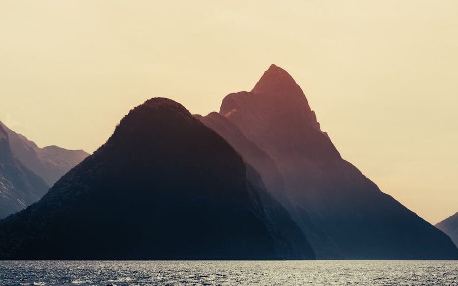Sunset over Mitre Peak Milford Sound