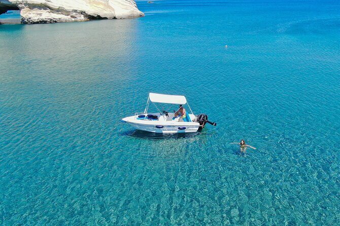 Milos: Rent a boat without License - Discovering Milos from the Water
