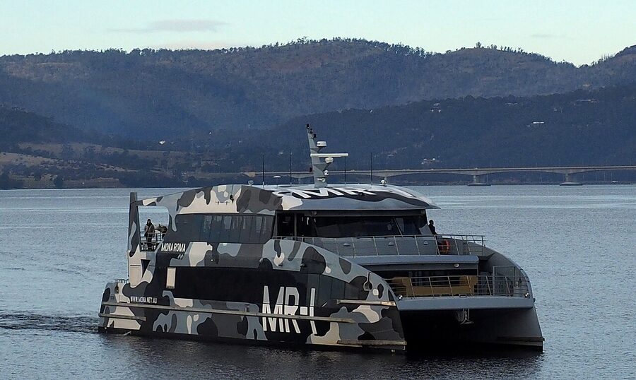 MR-1 MONA Roma fast ferry approaching the museum dock