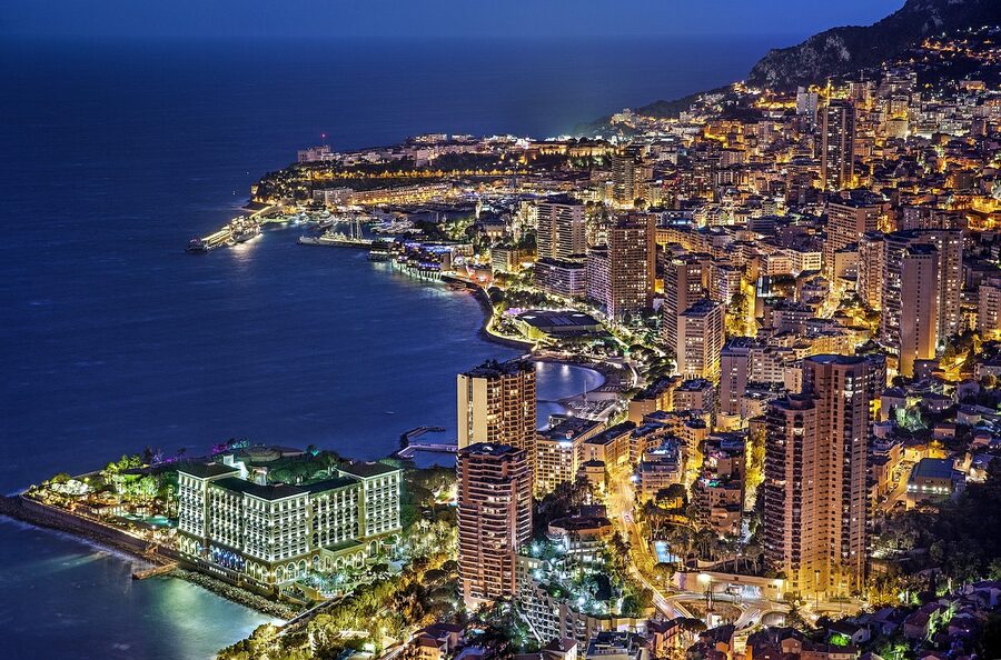 Monaco at blue hour illuminated