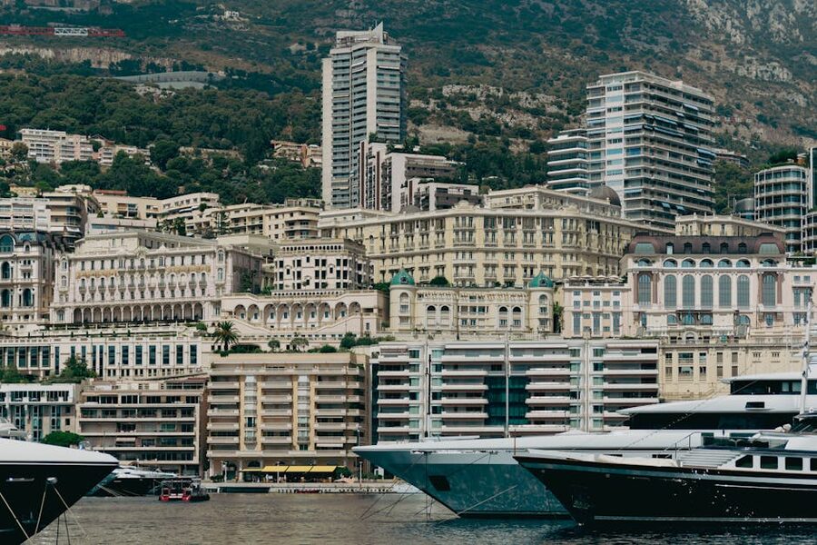 Monaco skyline with yachts