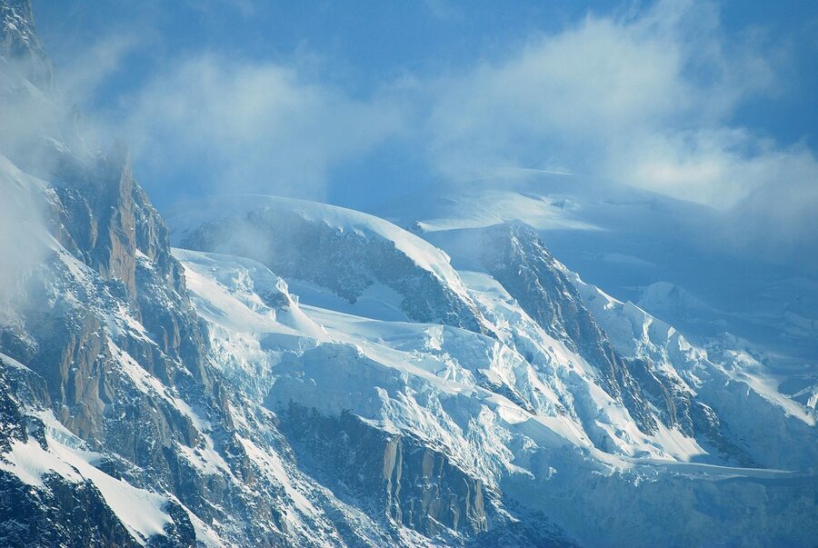 Chamonix Mont Blanc massif and glacier French Alps