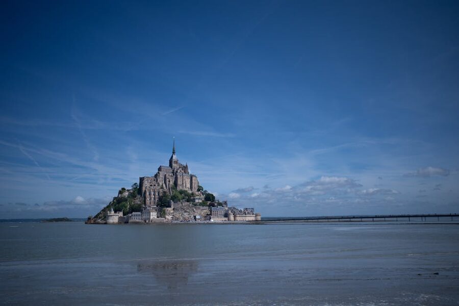 Mont-Saint-Michel from a distance in Normandy