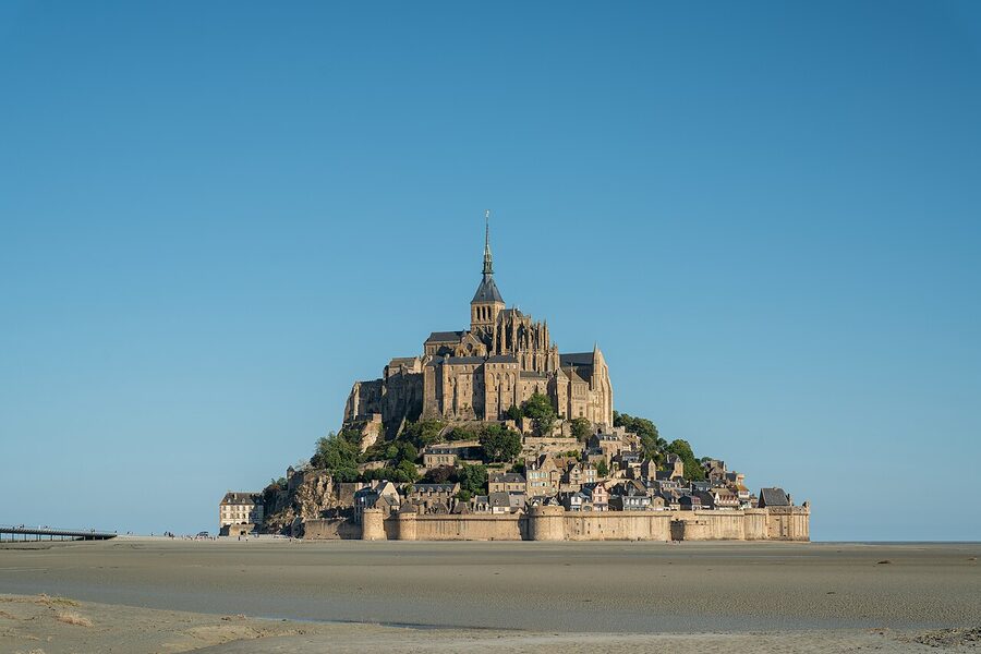 Mont-Saint-Michel during low tide morning