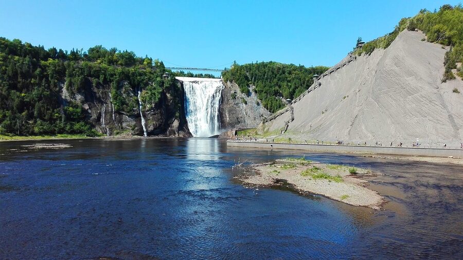 Montmorency Falls cascade panorama view Quebec