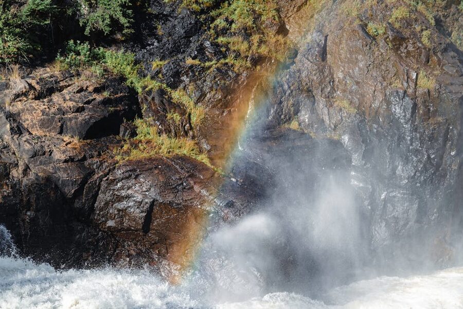 Rainbow forming at Montmorency Falls Quebec