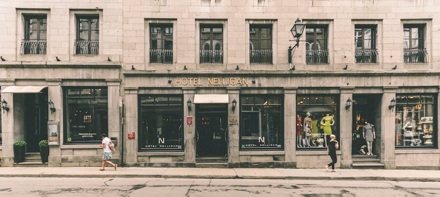 Hotel Nelligan and Old Montreal street life