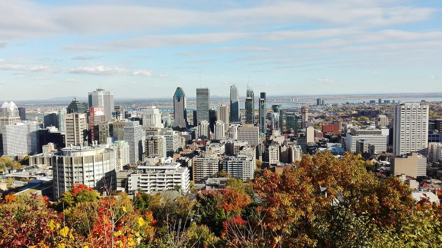 Montreal skyline at night from Mont Royal Belvedere