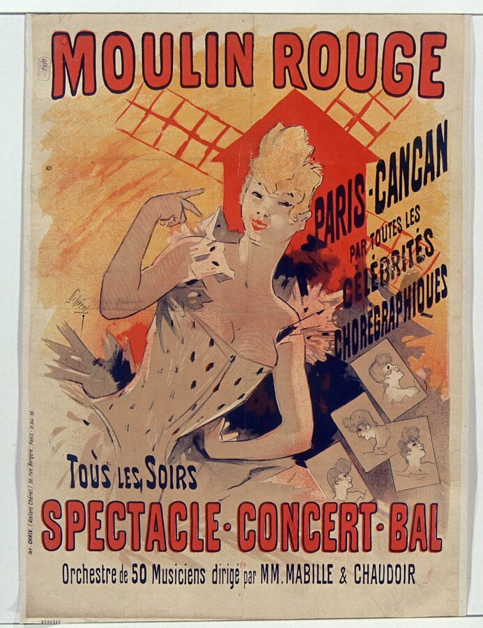 Moulin Rouge Paris-Cancan poster by Jules Cheret 1890