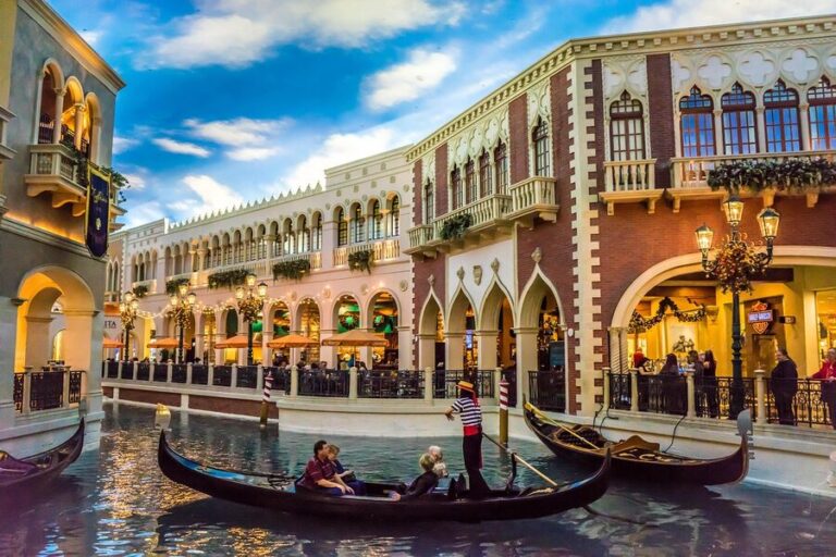 Venetian Las Vegas indoor gondola canal with Venetian architecture