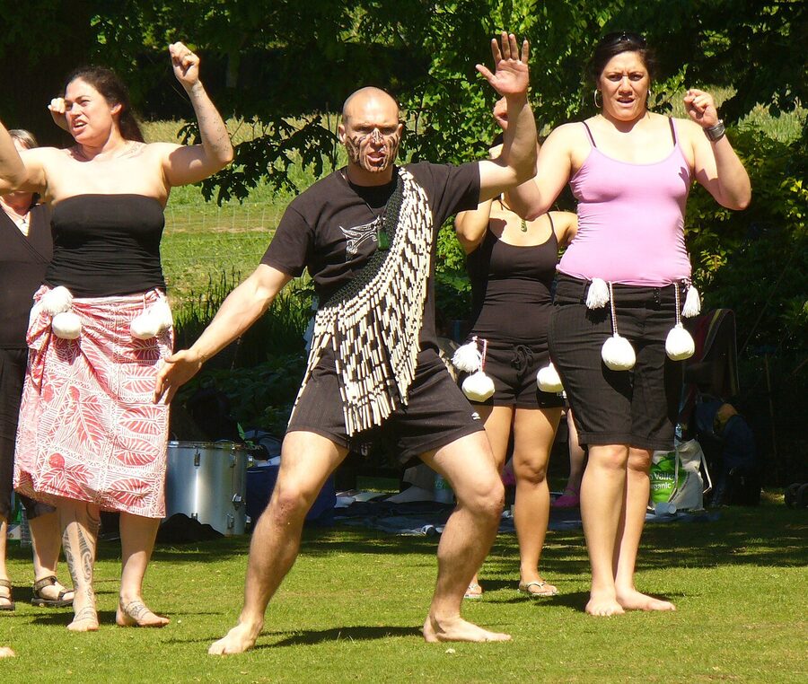 Maori haka performance at an outdoor cultural show