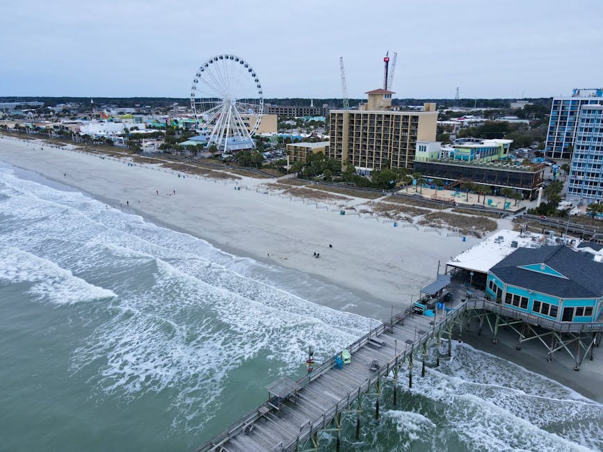 Myrtle Beach Ocean Boulevard and SkyWheel from the air