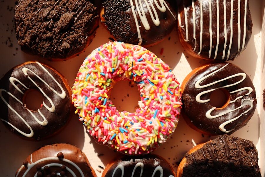 Glazed donuts with sprinkles