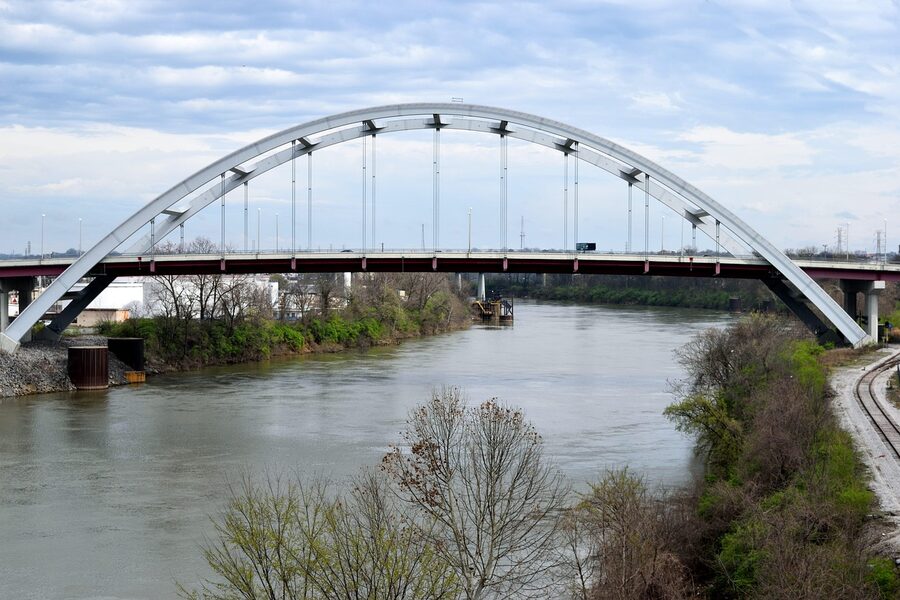 Cumberland River bridge and Nashville skyline