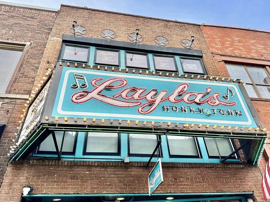 Layla's Honky Tonk sign on Broadway Nashville