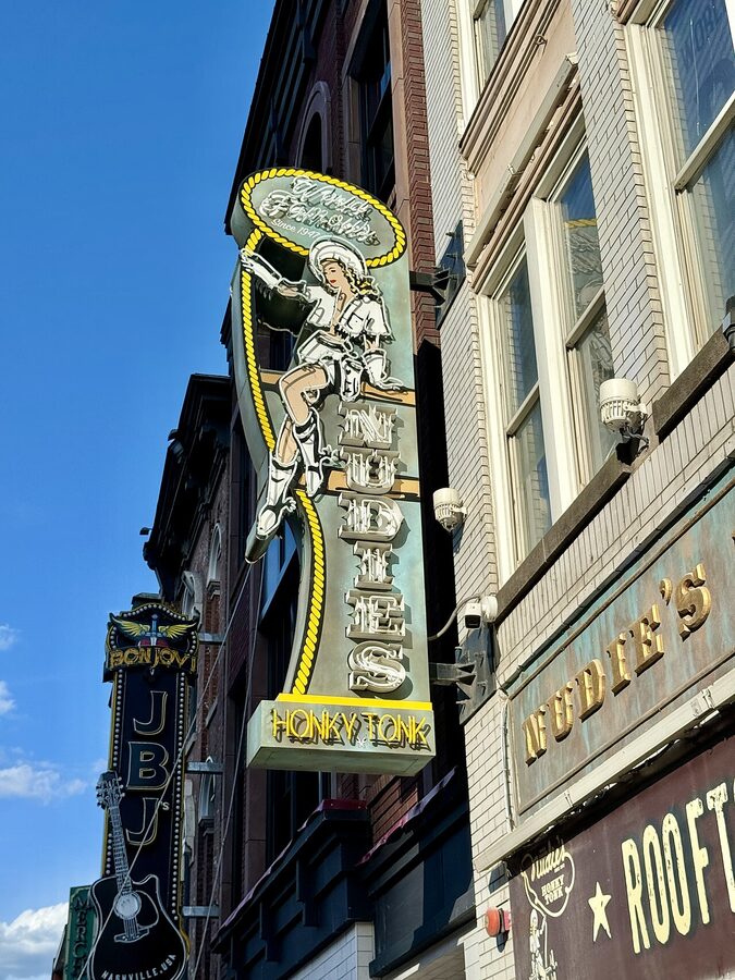 Nudie's Honky Tonk neon sign on Broadway Nashville