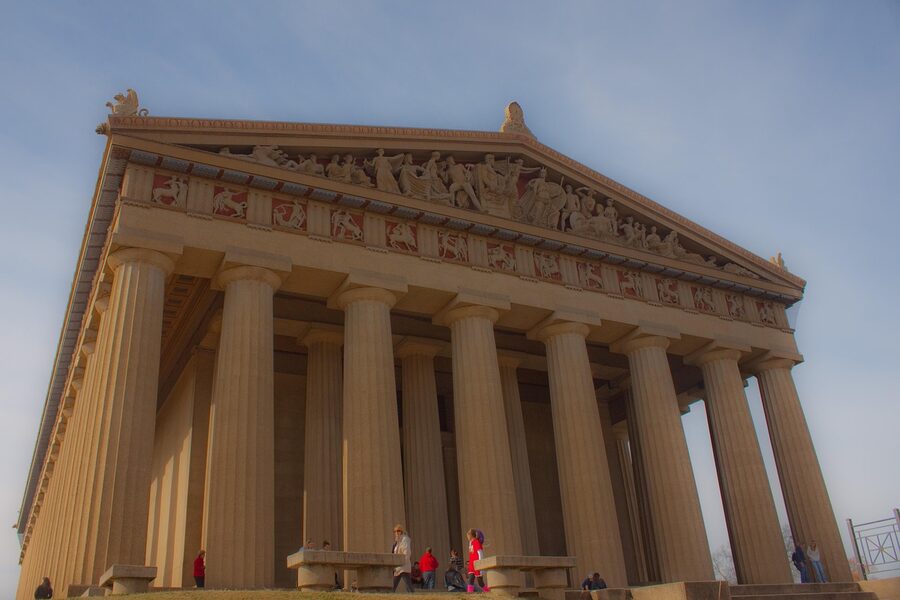 Close-up of Parthenon replica pillars in Nashville