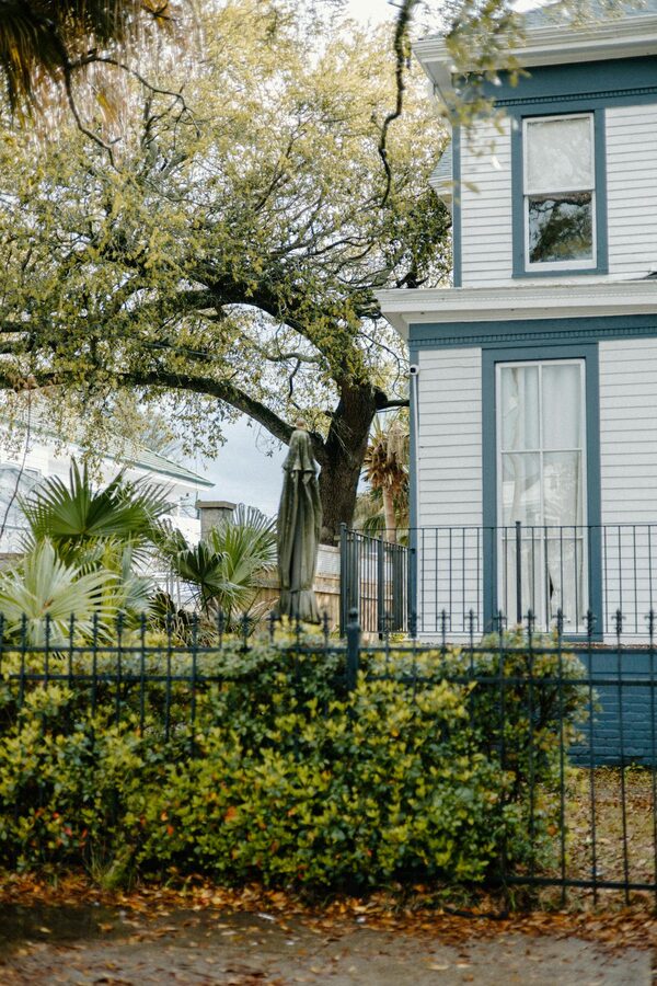 Classic New Orleans house surrounded by lush greenery in the Garden District