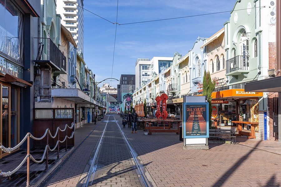 New Regent Street pastel facades in Christchurch