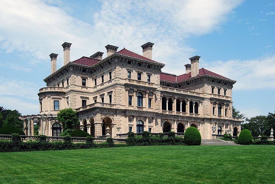The Breakers mansion front facade in Newport