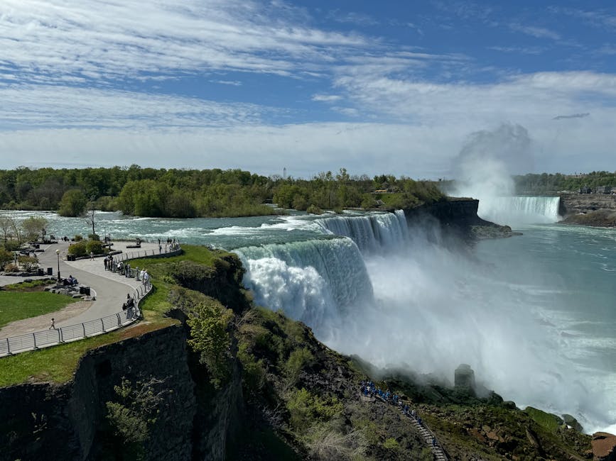 Aerial view of Niagara Falls showing the gorge