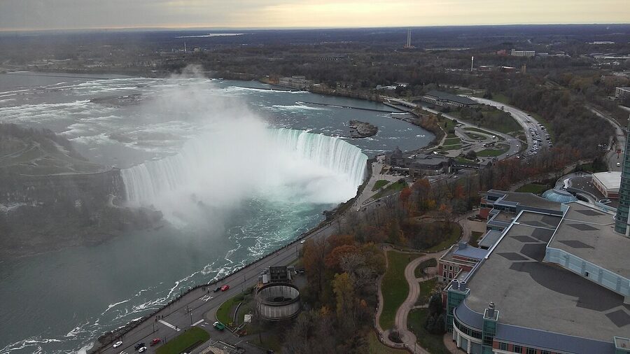 Niagara Falls viewed from the Skylon Tower observation deck