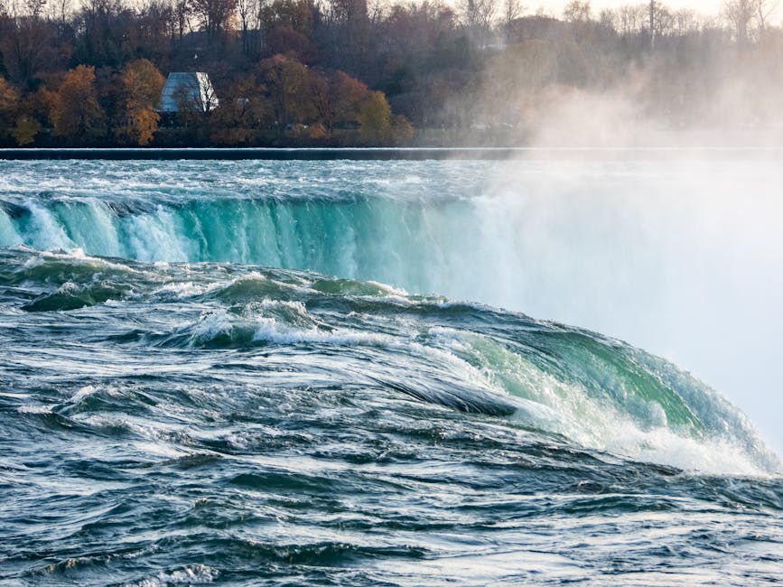 Close-up of Niagara Falls turquoise water cascading
