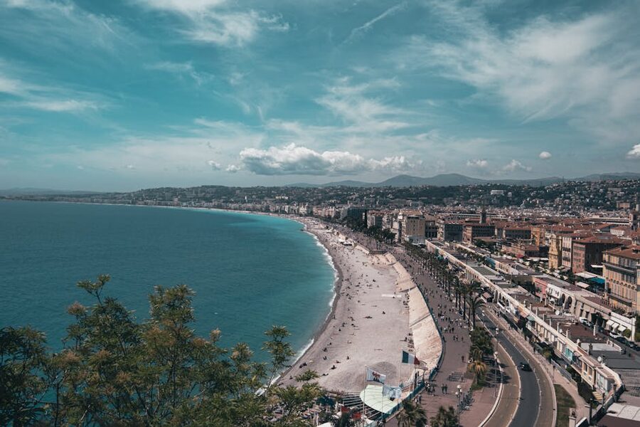 Nice France aerial bay view Mediterranean coast
