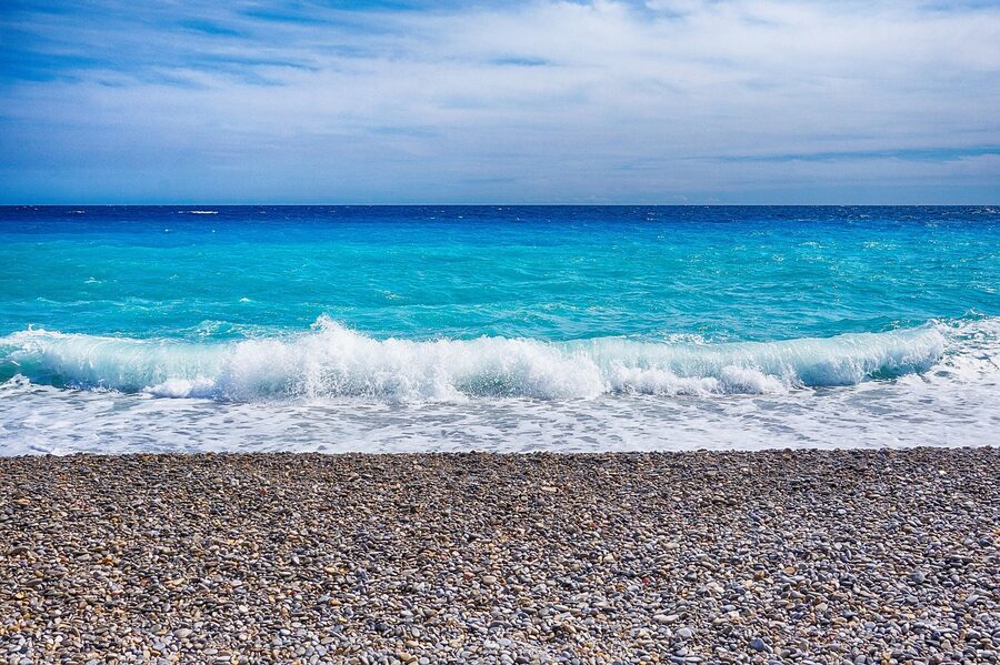 Mediterranean sea coastline waves Nice South France