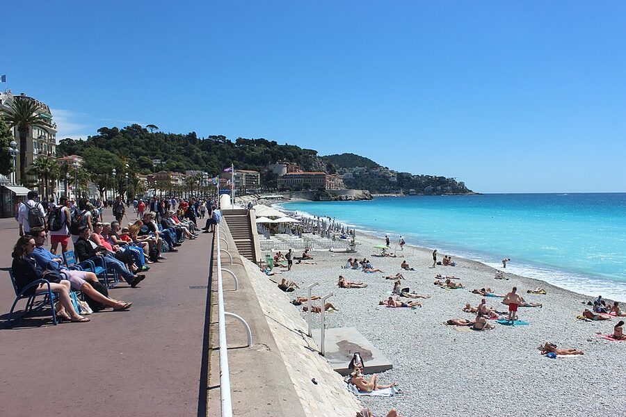 Promenade des Anglais Nice aerial view of beach and walkway