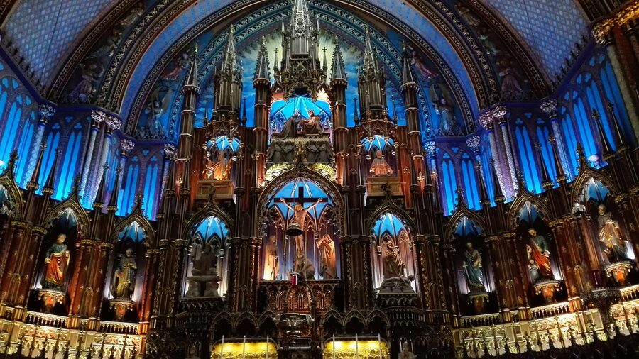 Notre-Dame Basilica at night in Old Montreal