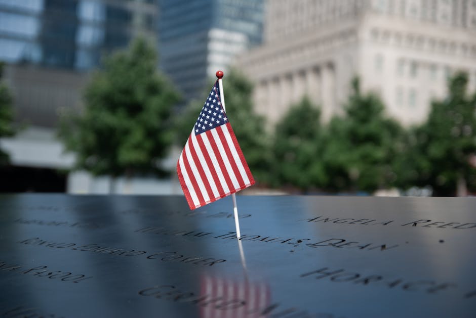 American flag at the 9/11 Memorial