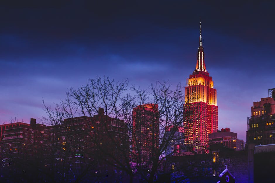 Empire State Building illuminated at night