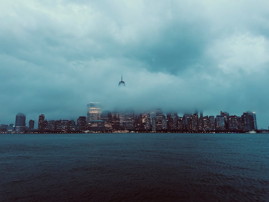 NYC misty skyline