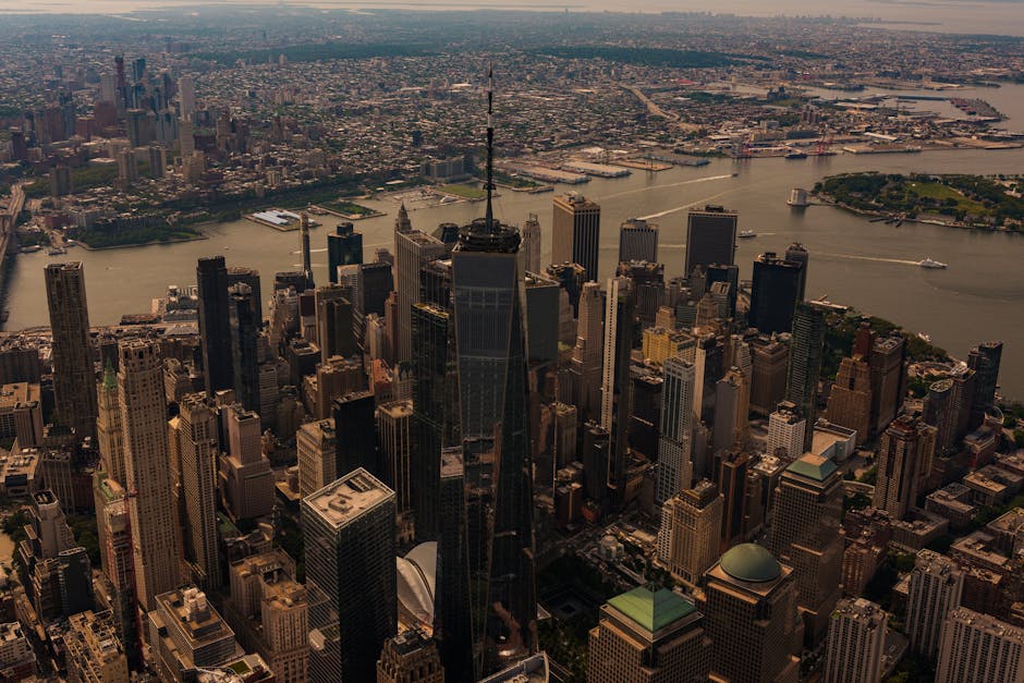 Helicopter on helipad with NYC skyline