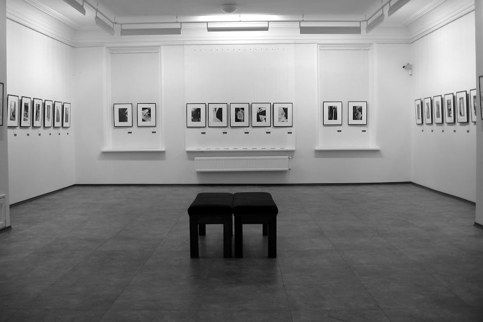 Gallery interior with artwork on display