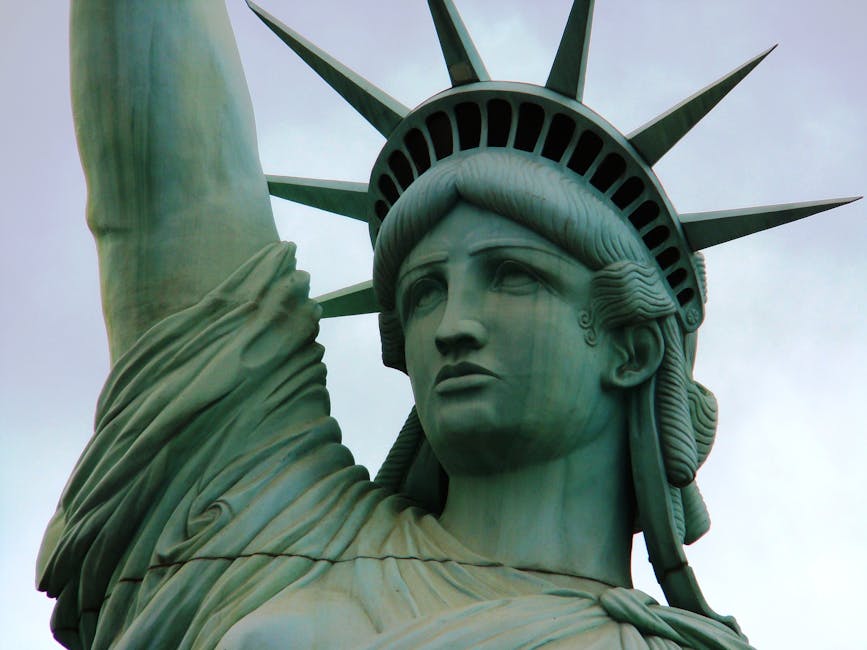 Close-up of Statue of Liberty face and crown