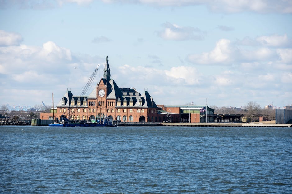 Ellis Island immigration museum with clock tower