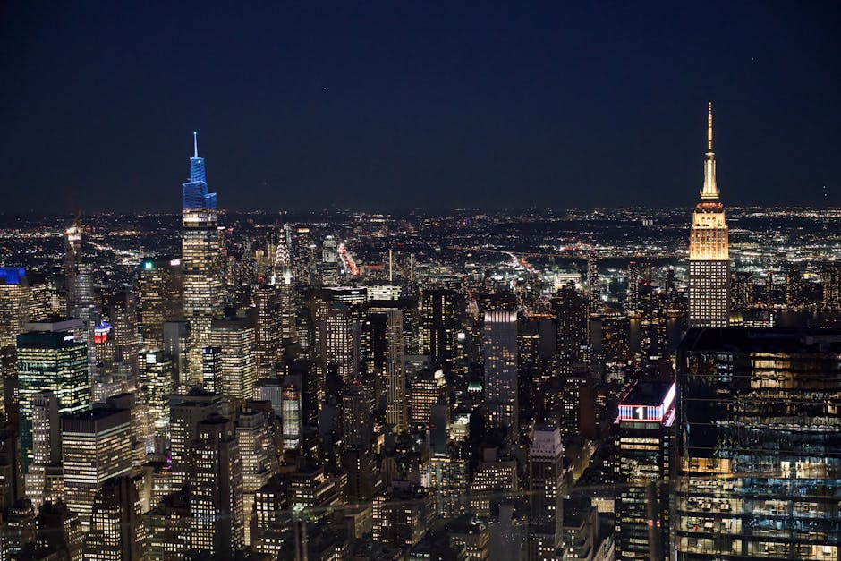 NYC aerial at night