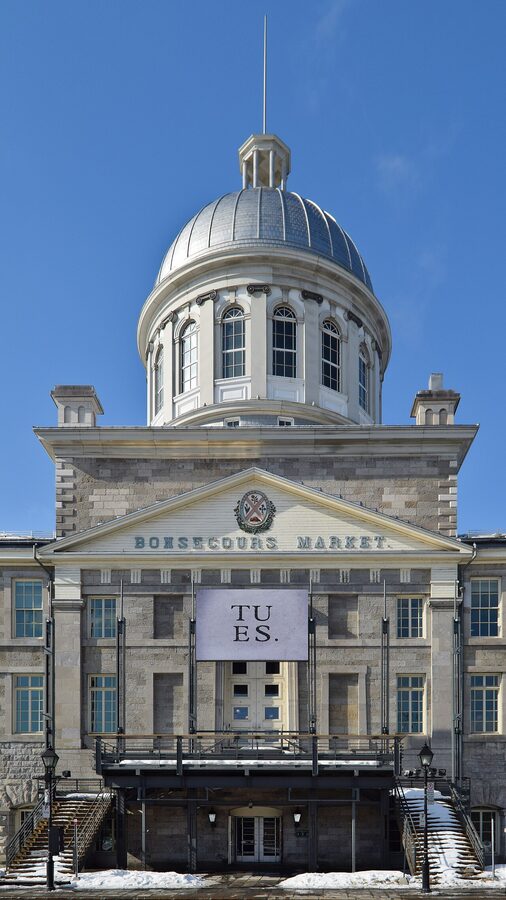 Marche Bonsecours silver dome at night Old Montreal
