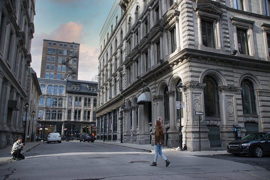 Old Montreal historic streetscape calm morning