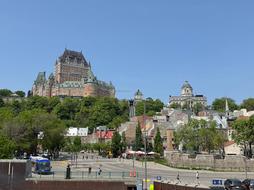 Chateau Frontenac and Old Quebec cityscape in summer