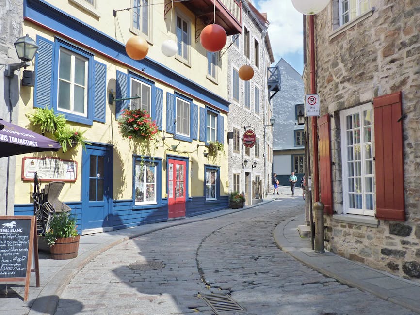 Old Quebec cobblestone streets and historic architecture