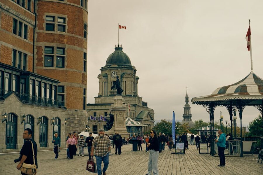 Dufferin Terrace promenade in Old Quebec City with iconic architecture