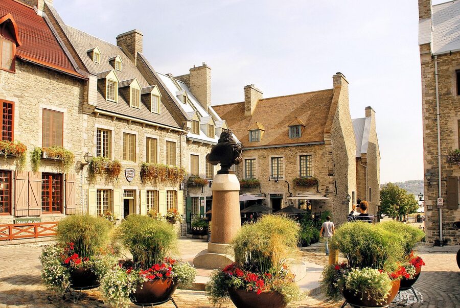 Place Royale historic square in Lower Town Old Quebec